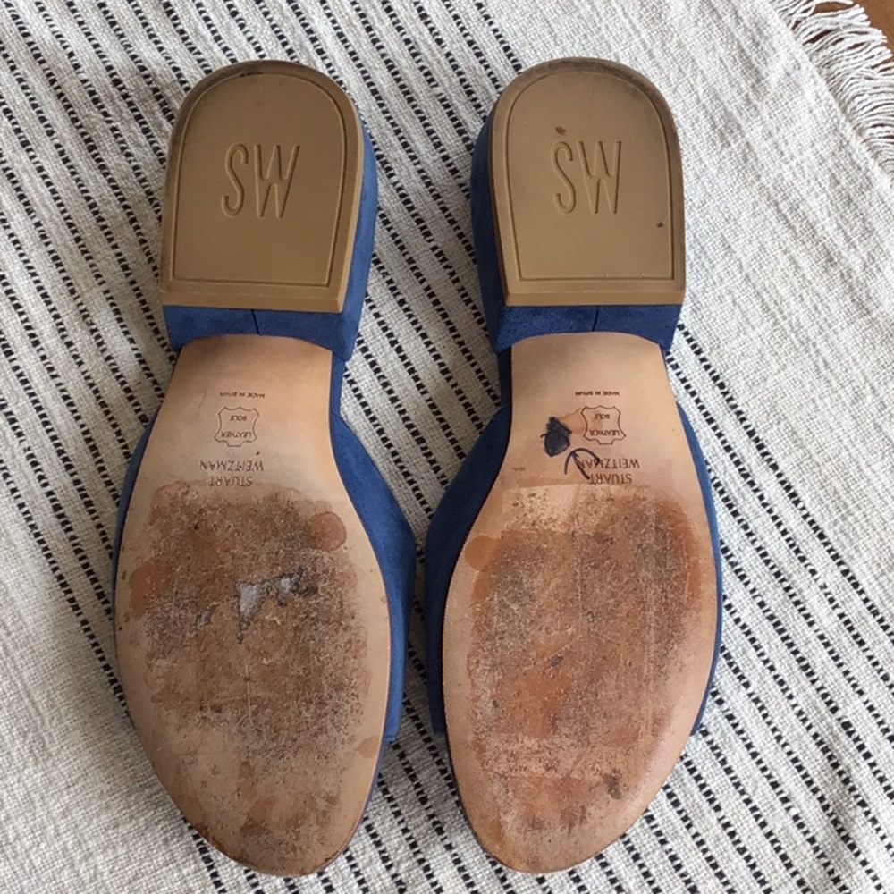 Stuart Weitzman Blue Suede Leather Slide Sandal, Made… - Gem